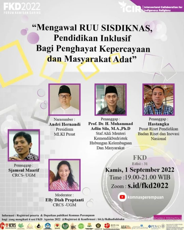 PUSAD Paramadina | [ICIR] Mengawal RUU SISDIKNAS, Pendidikan Inklusif bagi Penghayat Kepercayaan ...