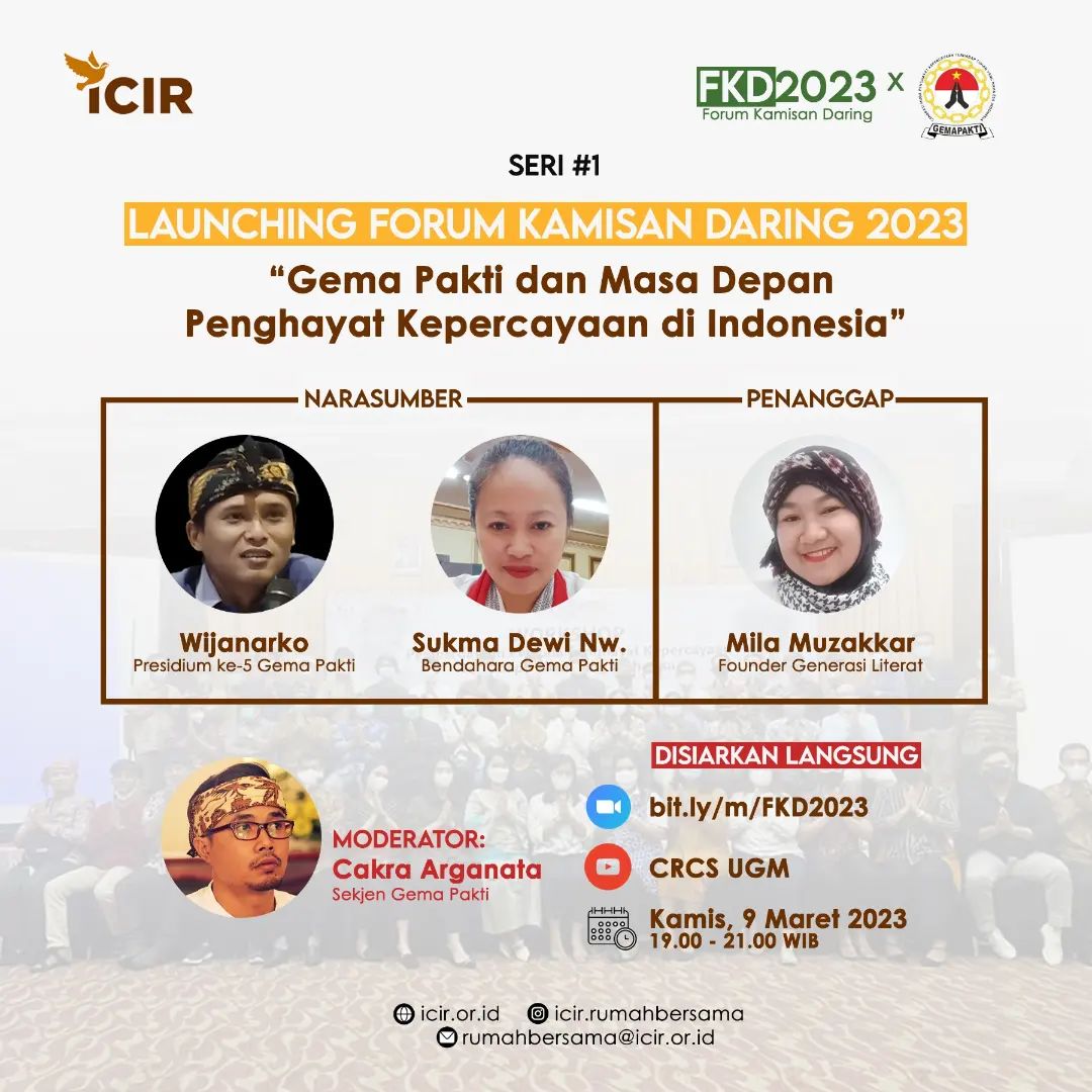 PUSAD Paramadina | [ICIR] FORUM KAMISAN DARING: “Gema Pakti dan Masa Depan Penghayat Kepercayaan ...